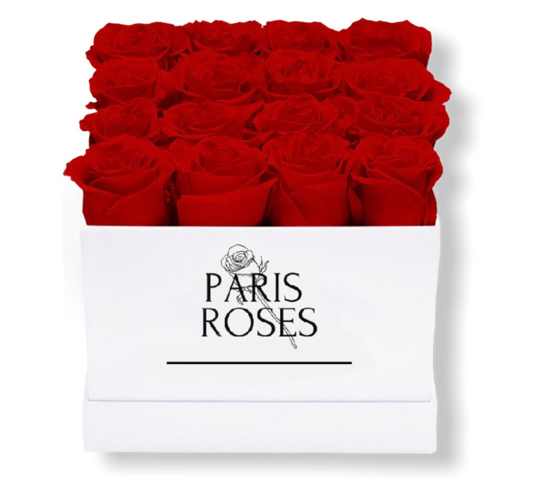 Coffret 16 Roses Éternelles Rouges 100% Naturelles | ParisRoses ...